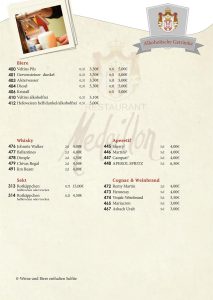 Speisekarte - Restaurant Medaillon