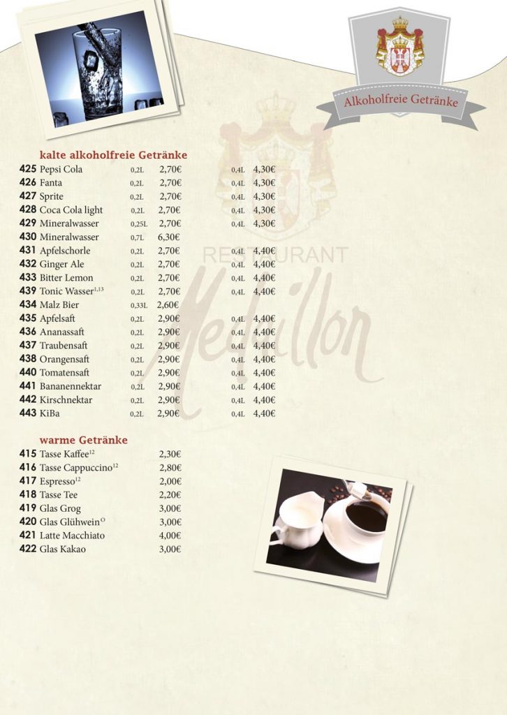 Speisekarte - Restaurant Medaillon