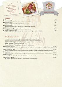 Speisekarte - Restaurant Medaillon