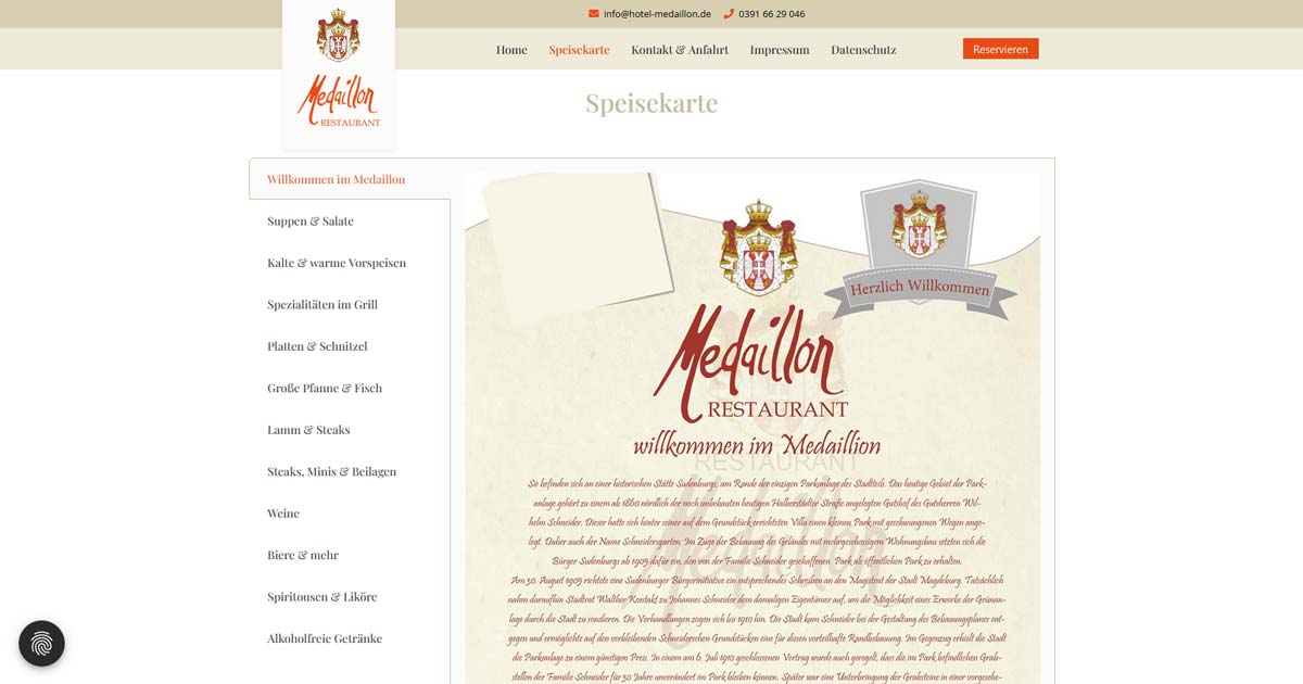 Speisekarte - Restaurant Medaillon